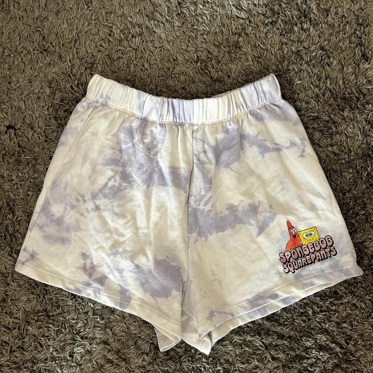 spongebob squarepants sweatpant shorts - size... - Depop