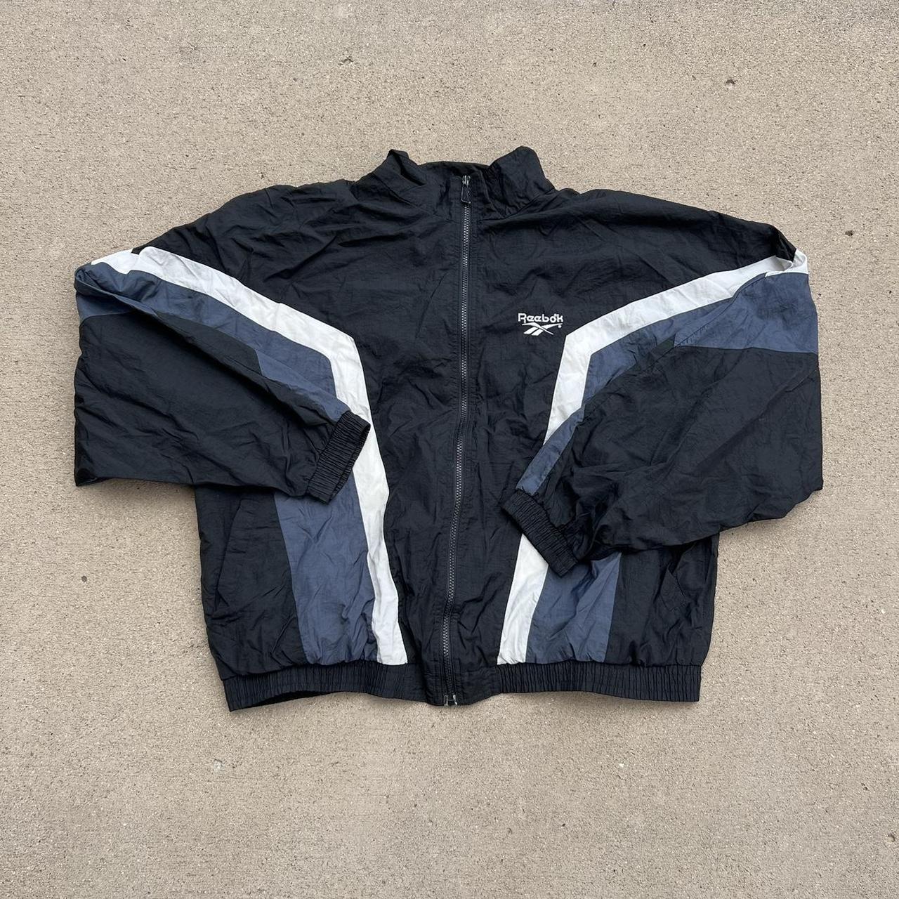 Vintage 80s 90s Black Striped Color Block Reebok... - Depop