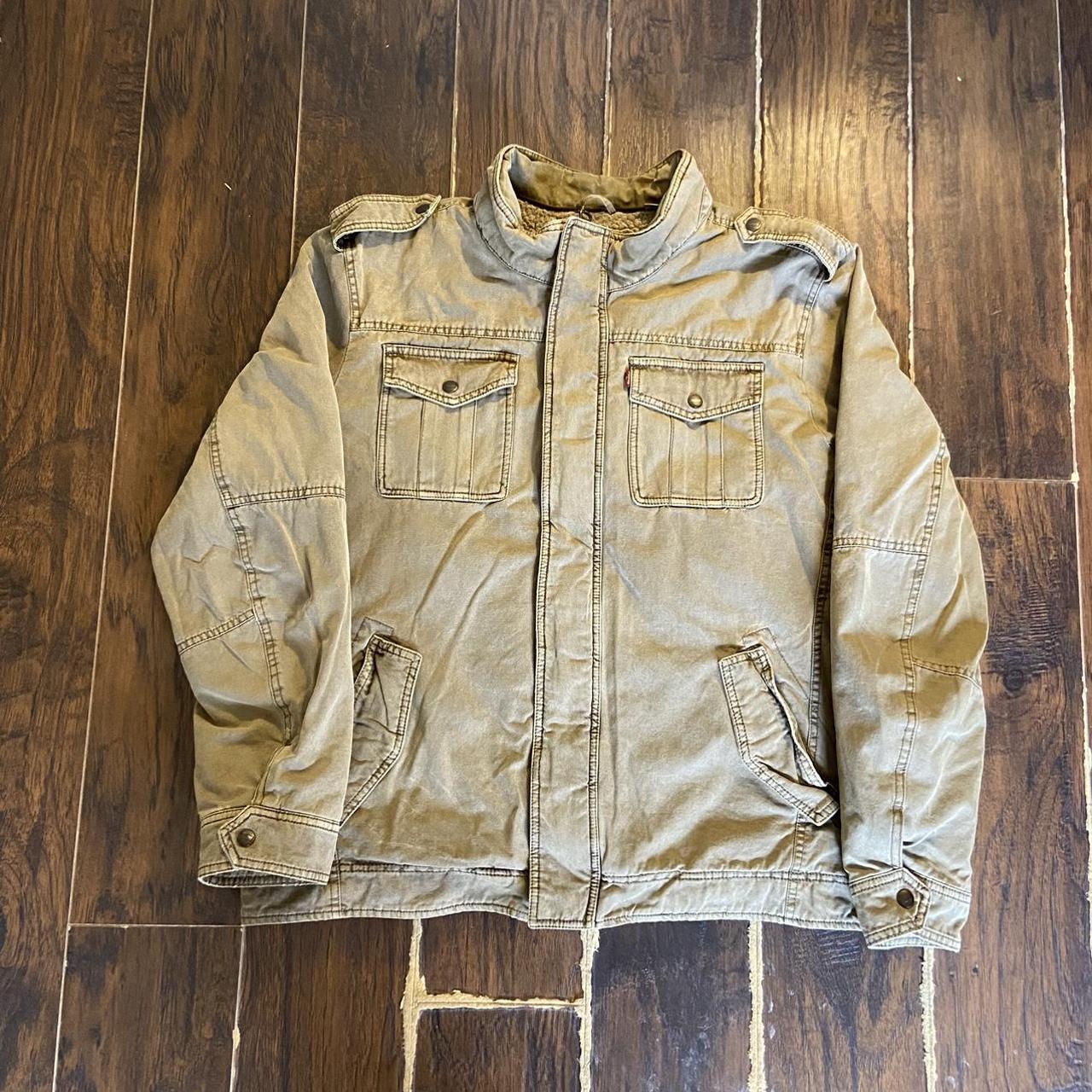 Levi’s tan fleece lined heavy coat/ workers... - Depop