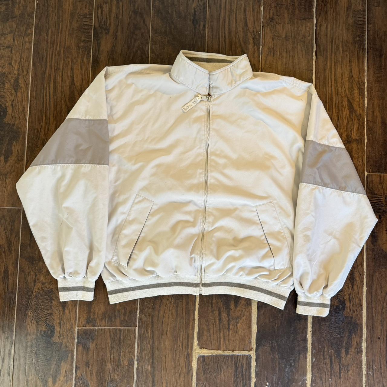 Vintage Oarsman White Bomber Jacket Size L Zip... - Depop