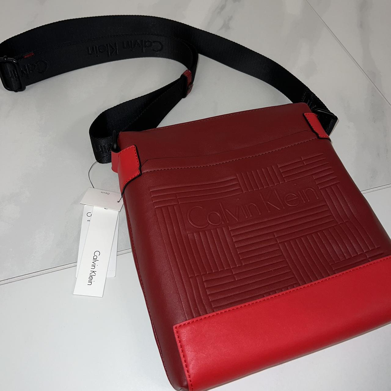 Calvin Klein red messenger bag #calvinklein #red... - Depop