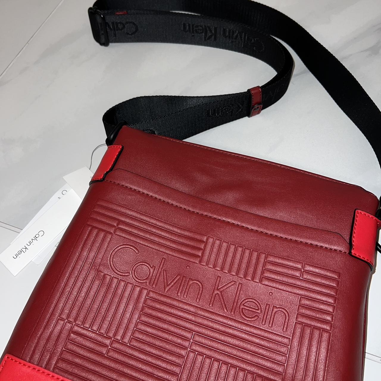 Calvin Klein red messenger bag #calvinklein #red... - Depop