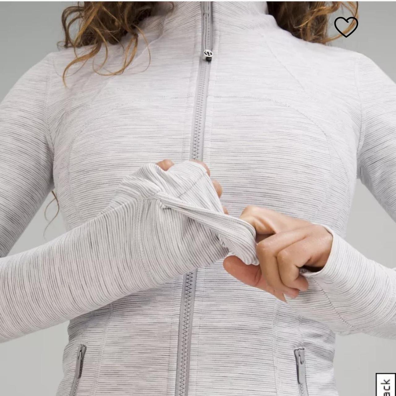 define jacket lululemon light grey-worn... - Depop