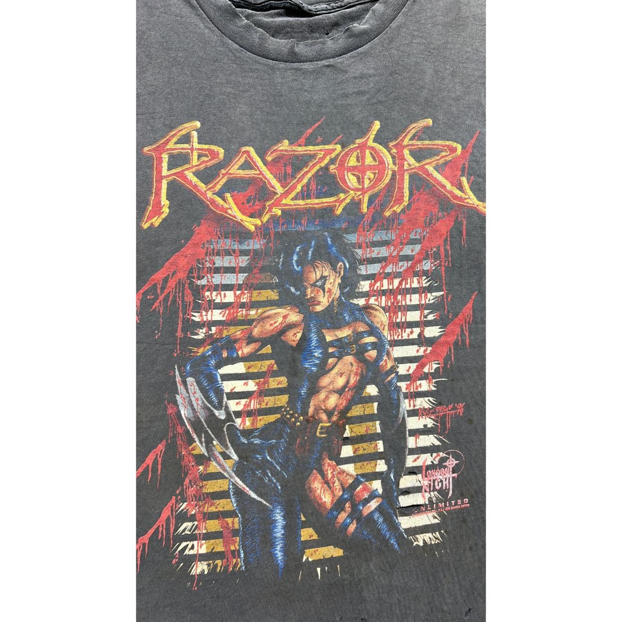 Vintage razor sleeveless T-Shirt size... - Depop