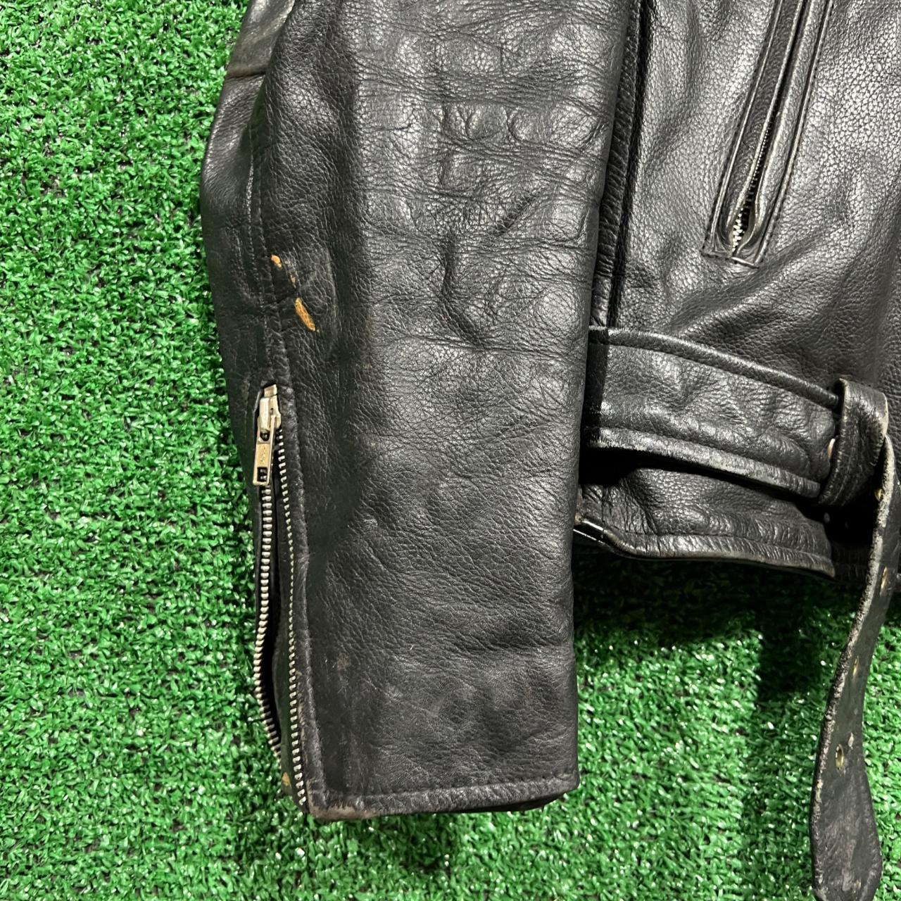 vintage interstate leather jacket size medium Size:... - Depop