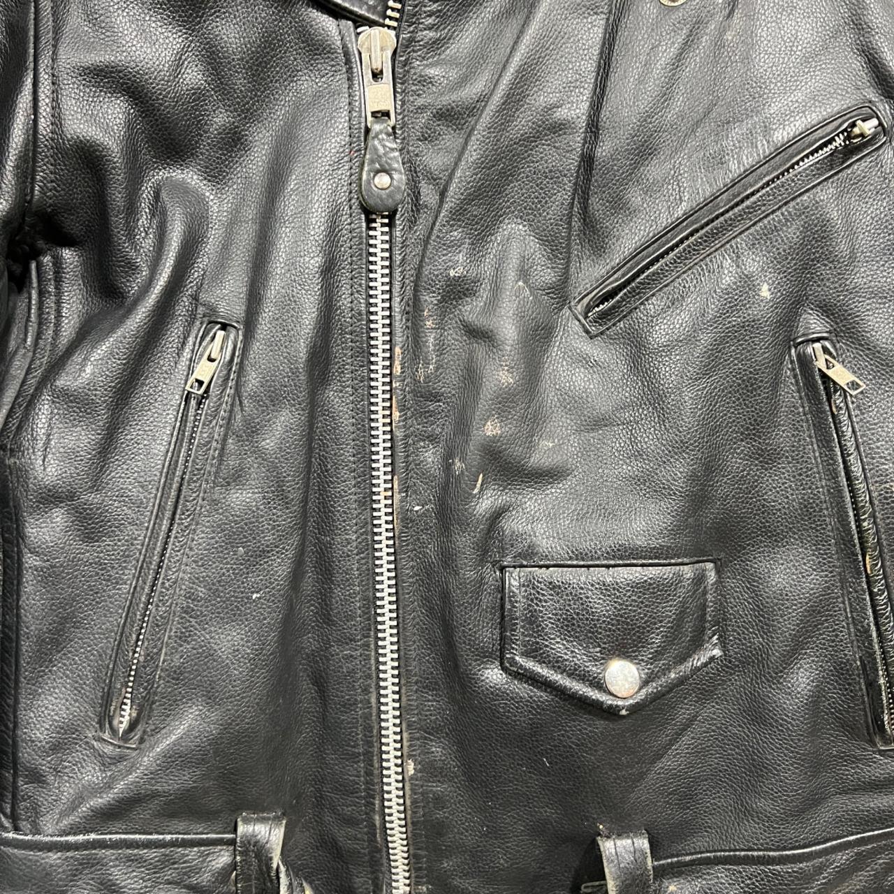 vintage interstate leather jacket size medium Size:... - Depop