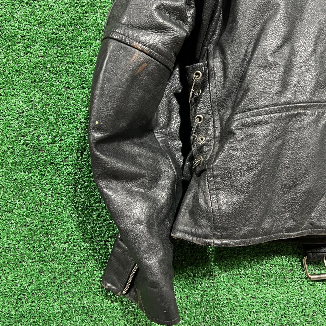 vintage interstate leather jacket size medium Size:... - Depop