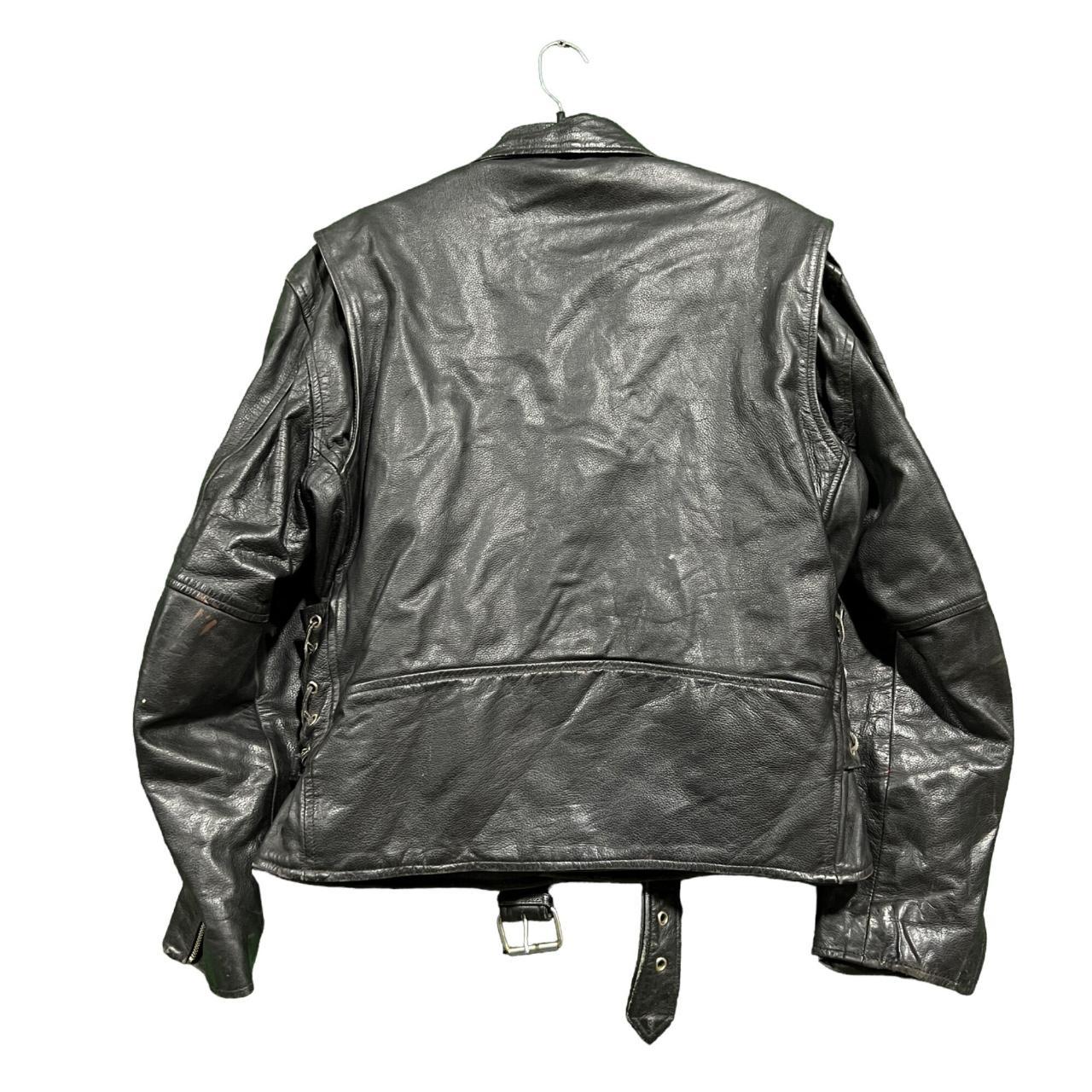 vintage interstate leather jacket size medium Size:... - Depop