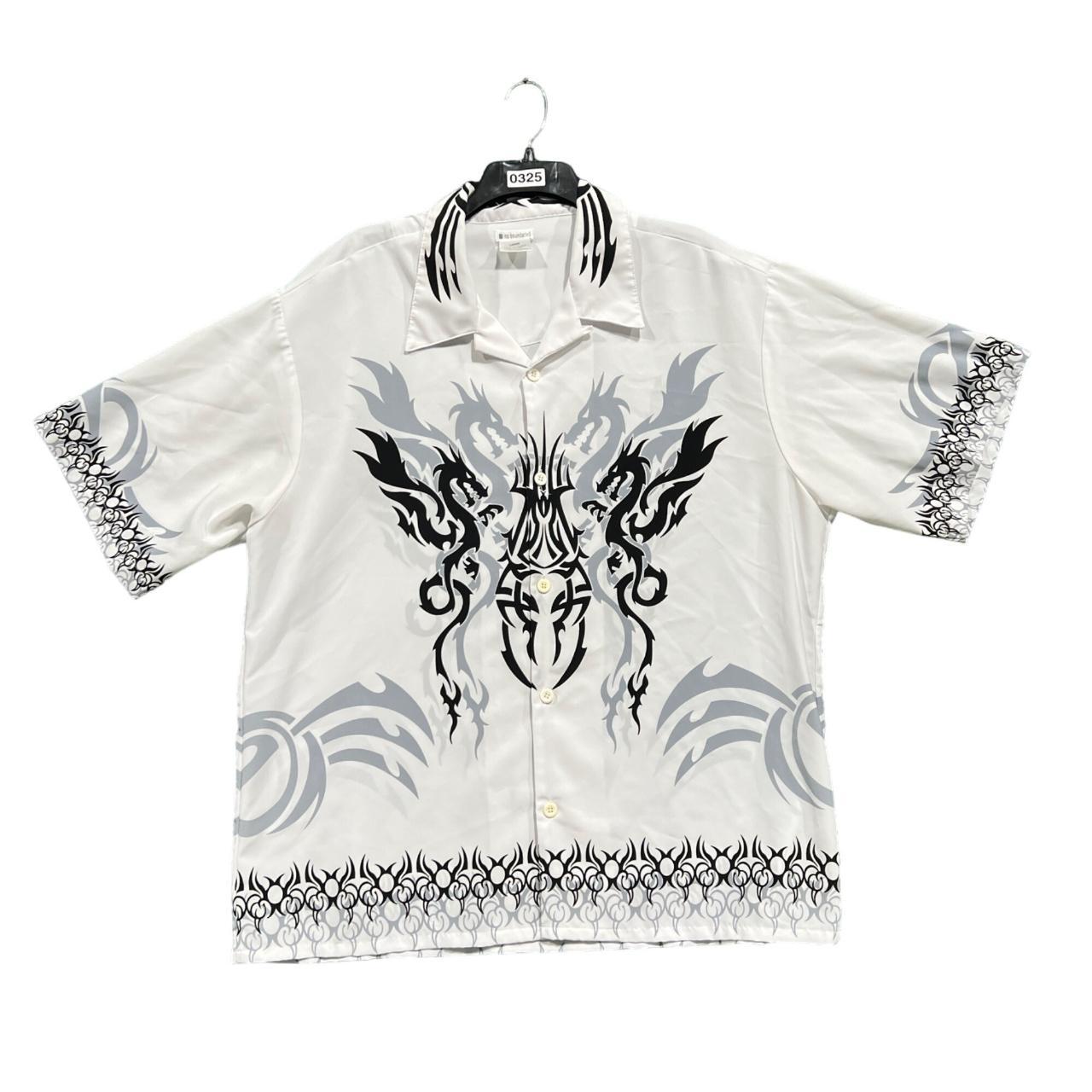 Vintage no boundaries dragon button up shirt size... - Depop