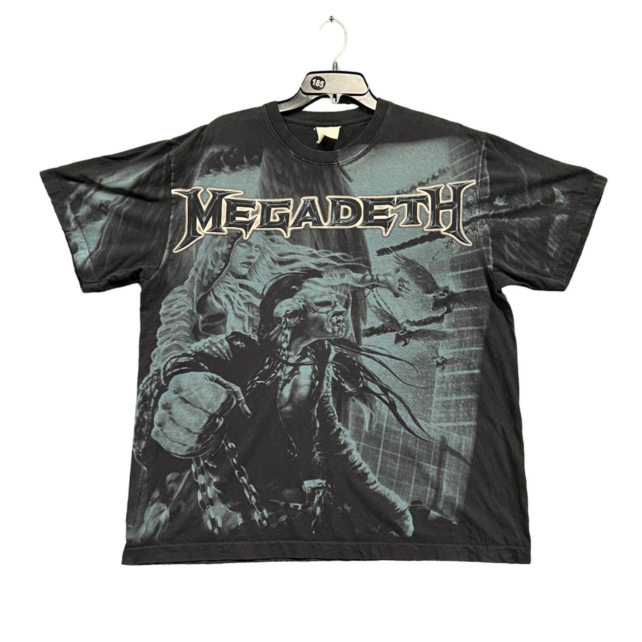 Vintage megadeth all over print t-Shirt size... - Depop