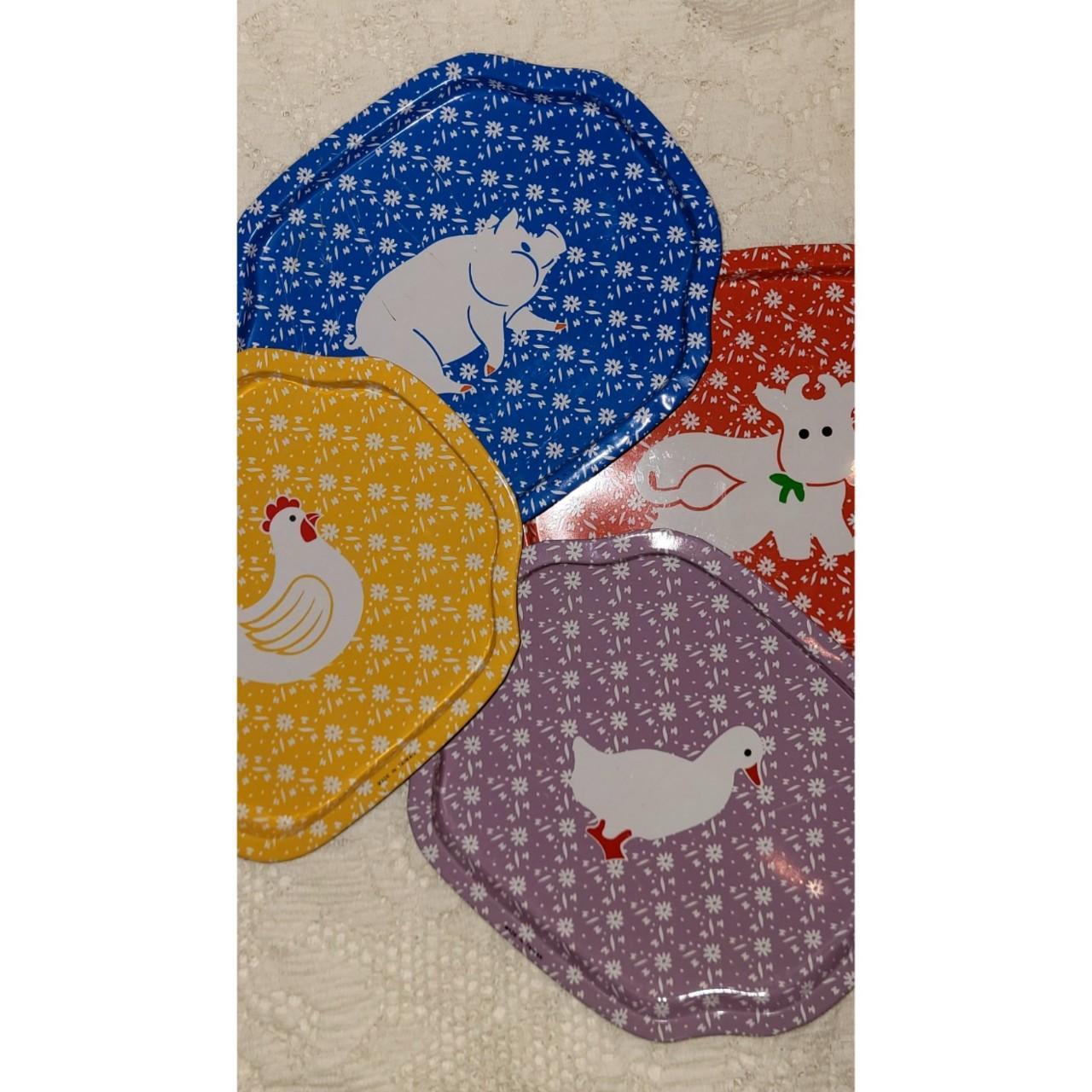 Vintage Small Tin Farm Animal Trays $15 for set of 4 - Depop