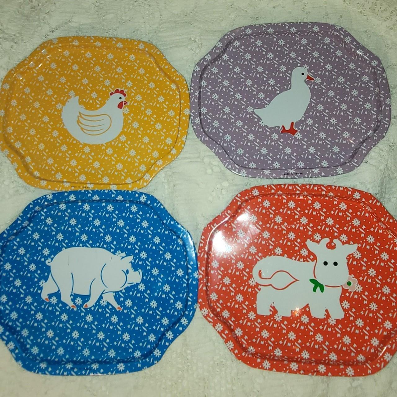 Vintage Small Tin Farm Animal Trays $15 for set of 4 - Depop