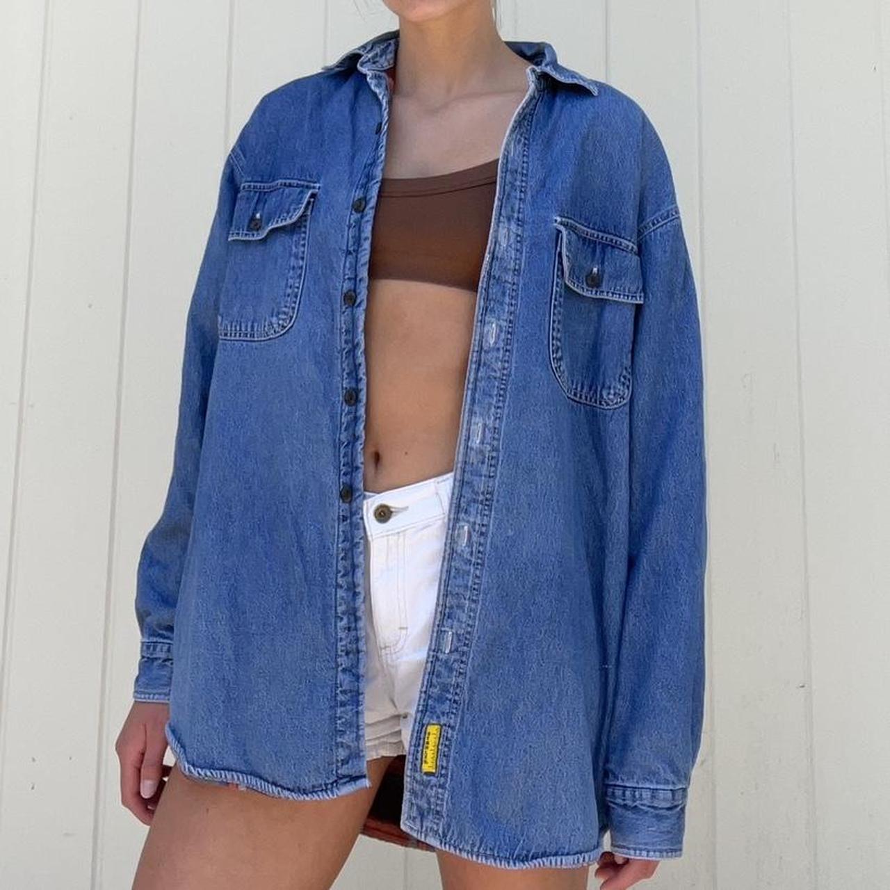 The coziest Stanley denim Jean jacket with fleece... - Depop