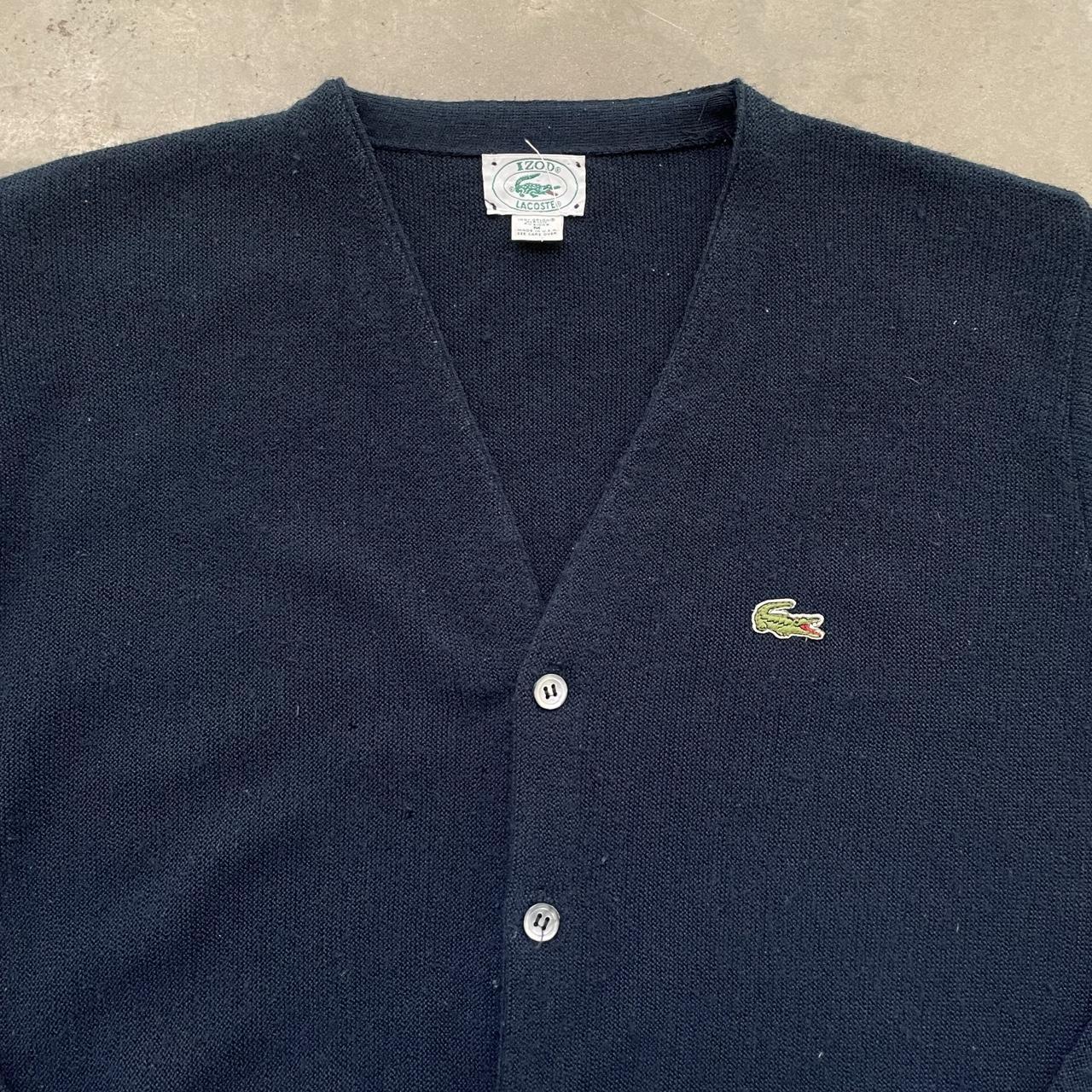 Vintage 90s Lacoste Navy Cardigan Sweater Size:... - Depop
