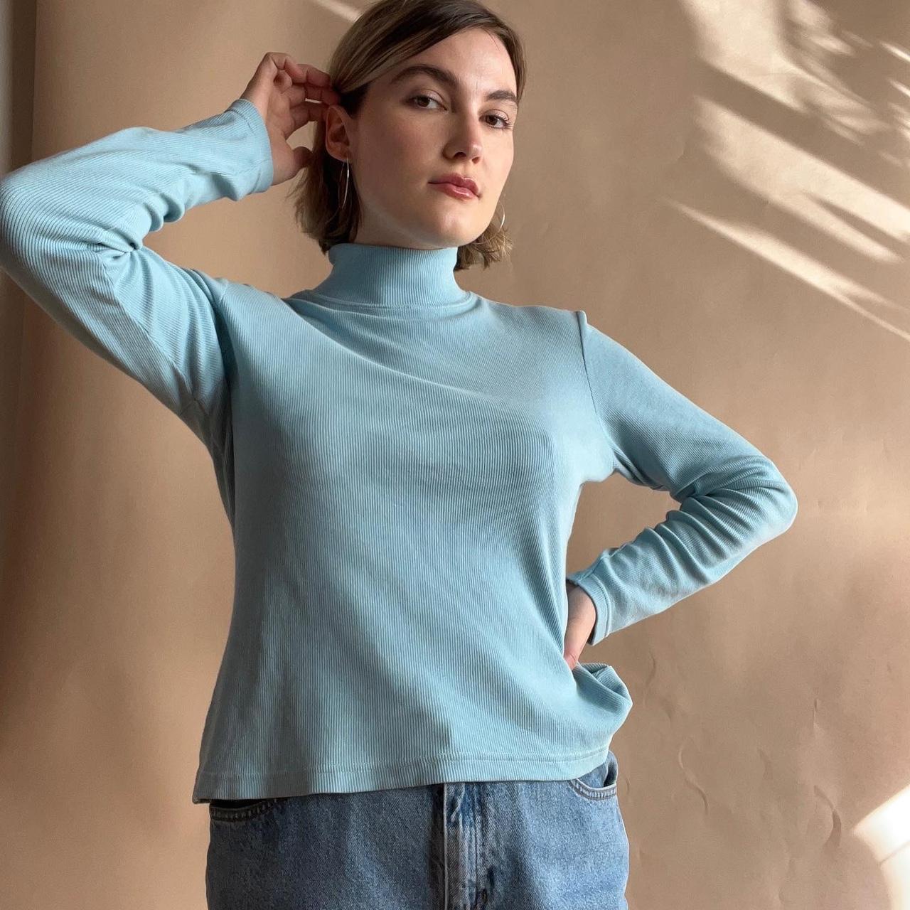 Dreamy, soft ice blue mock neck Dyed to perfection... - Depop