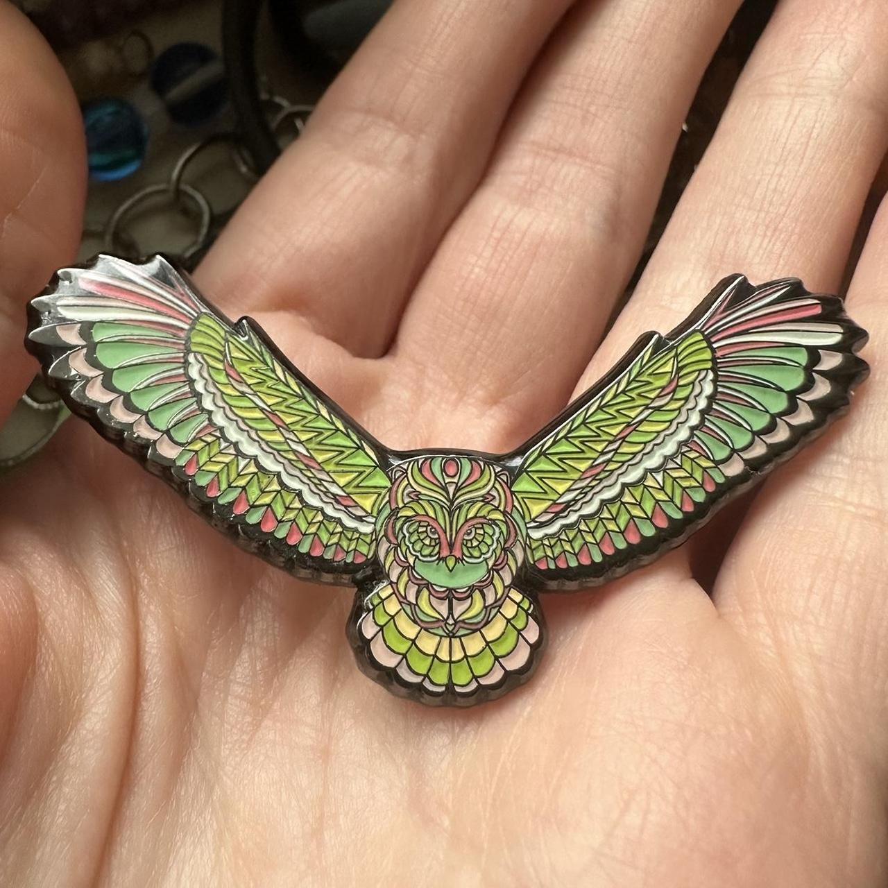 Soaring Owl pin in variant Guacamole. Perfect for... | Depop