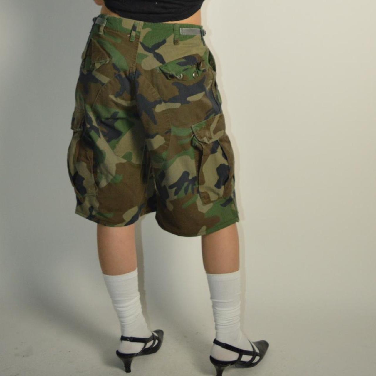 Vintage Camo Military Jorts Waist 30” Rise 12”... - Depop