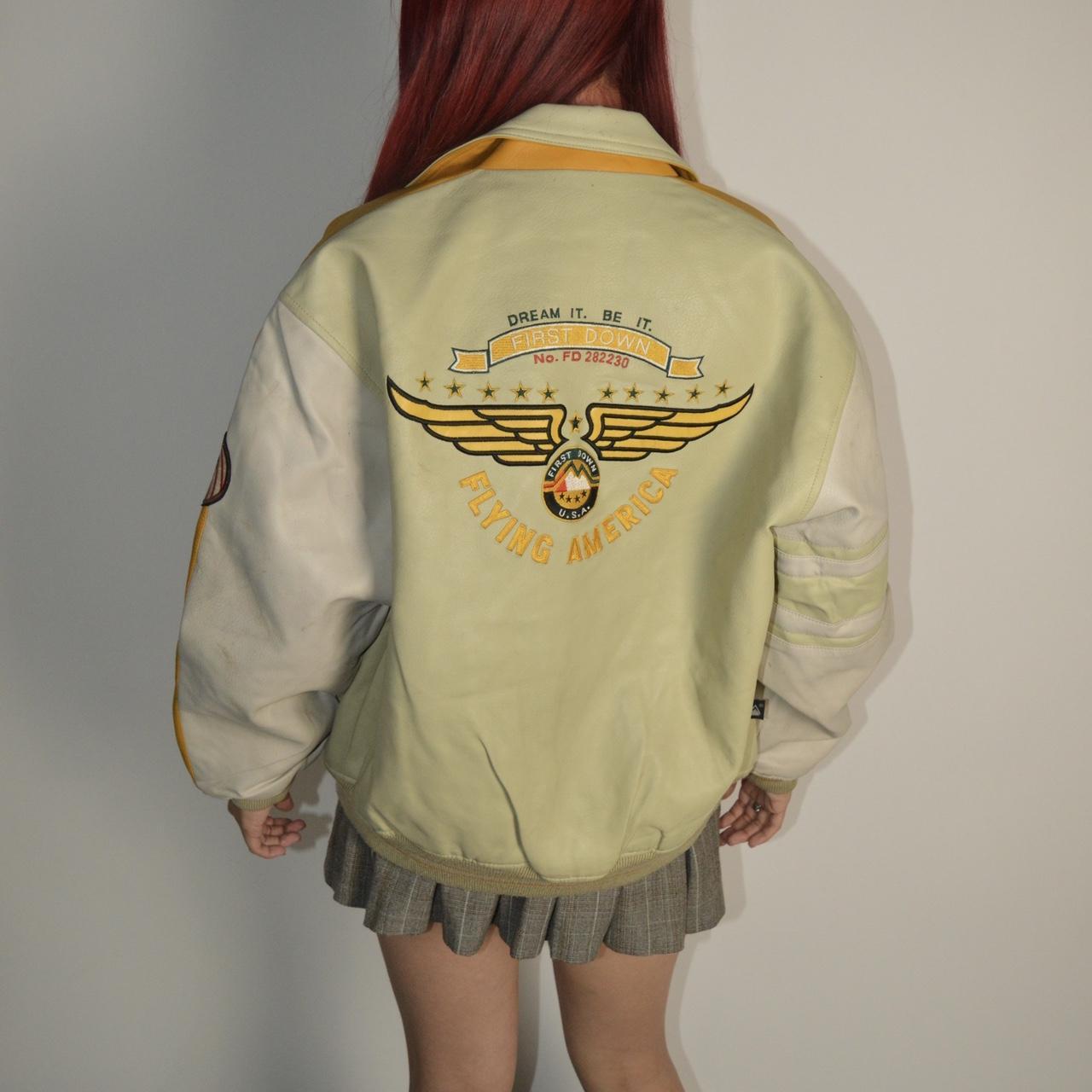 Vintage First Down Flying America Leather... - Depop