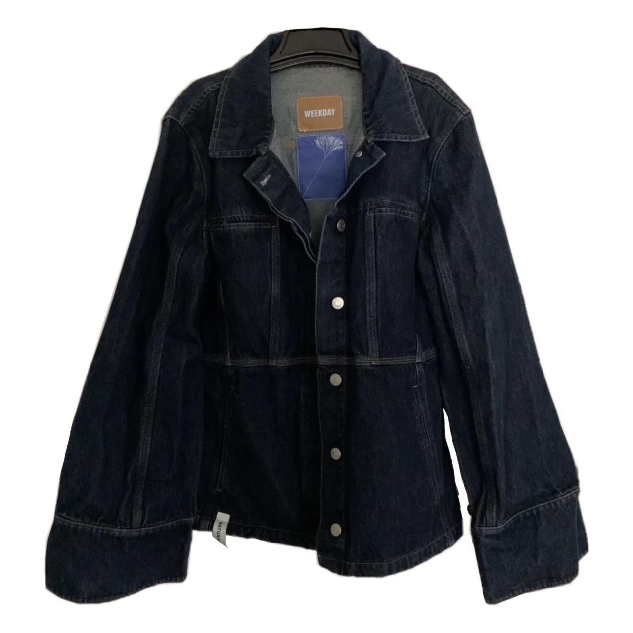navy denim jacket from weekday some cute details in... - Depop