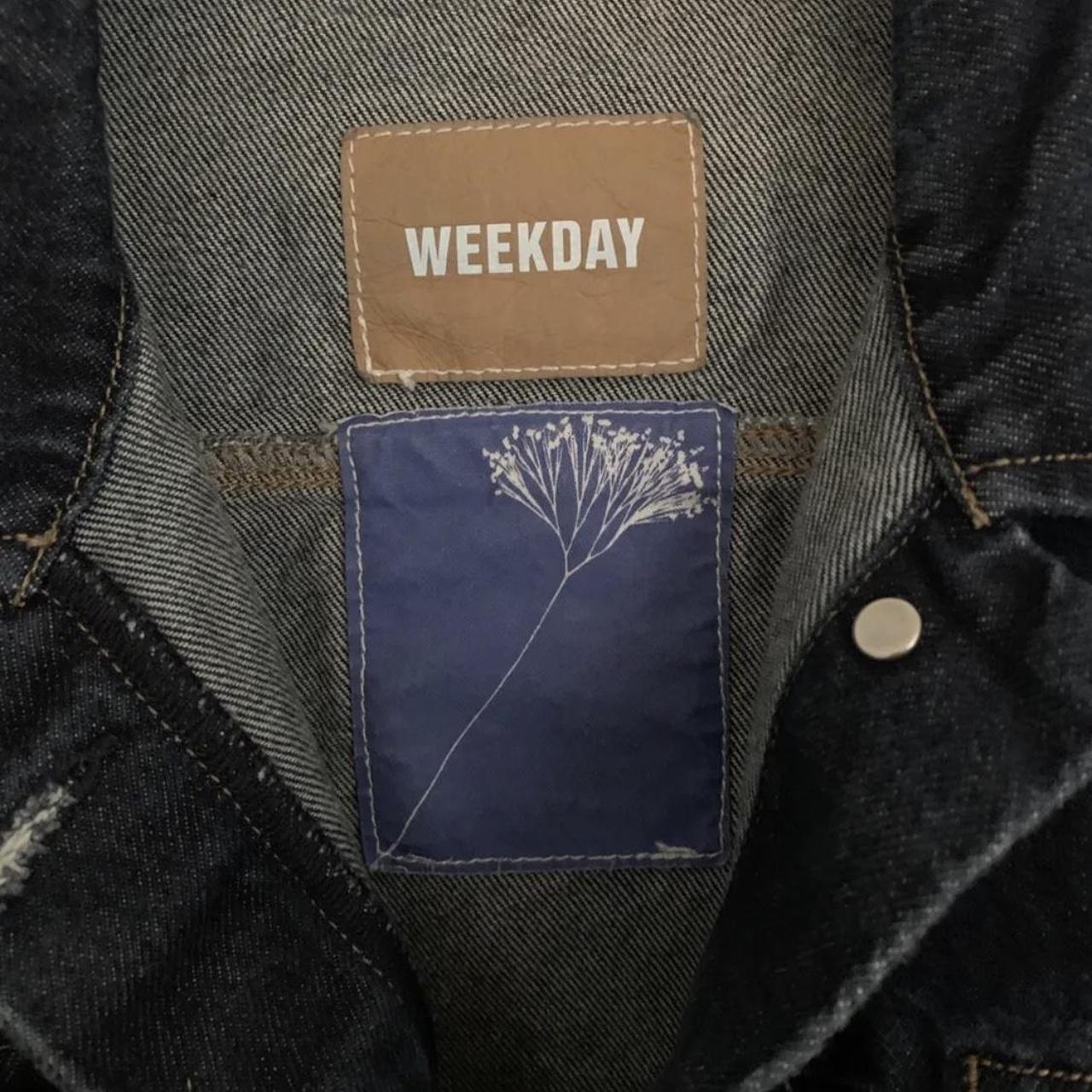 navy denim jacket from weekday some cute details in... - Depop