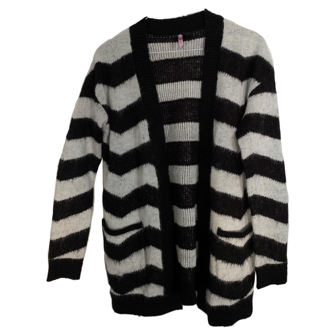 black and white striped emo cardigan |//_•| the tag... - Depop