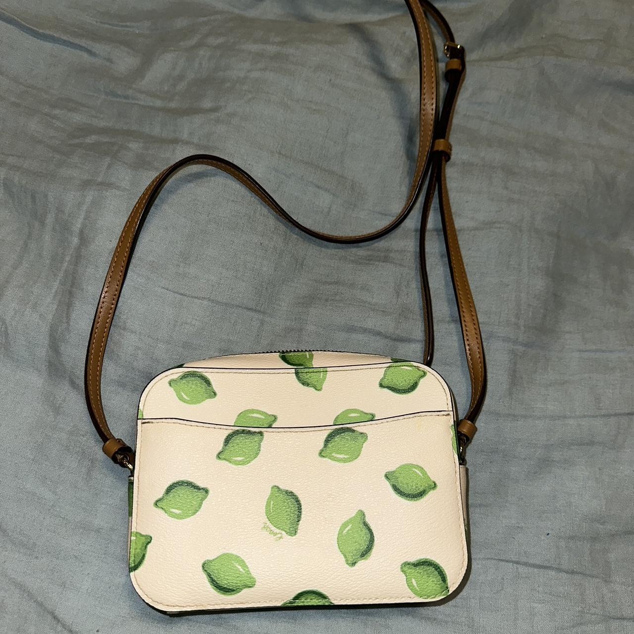 Coach lime print crossbody camera bag, used once,... | Depop