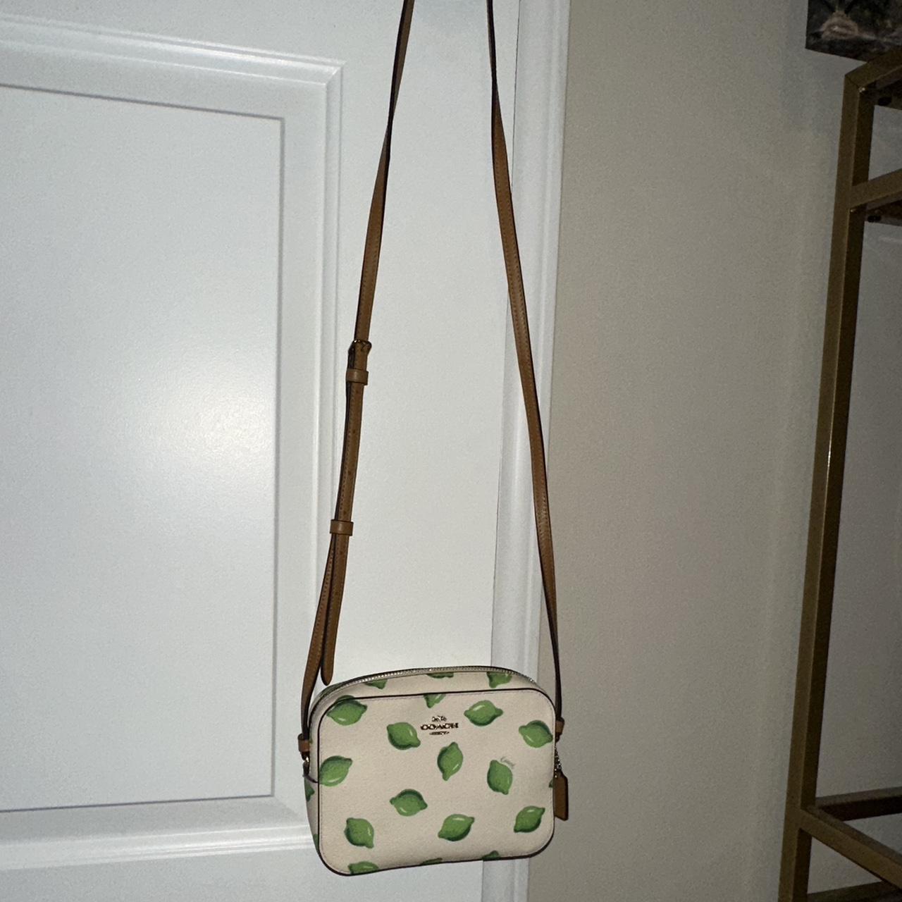 Coach lime print crossbody camera bag, used once,... | Depop