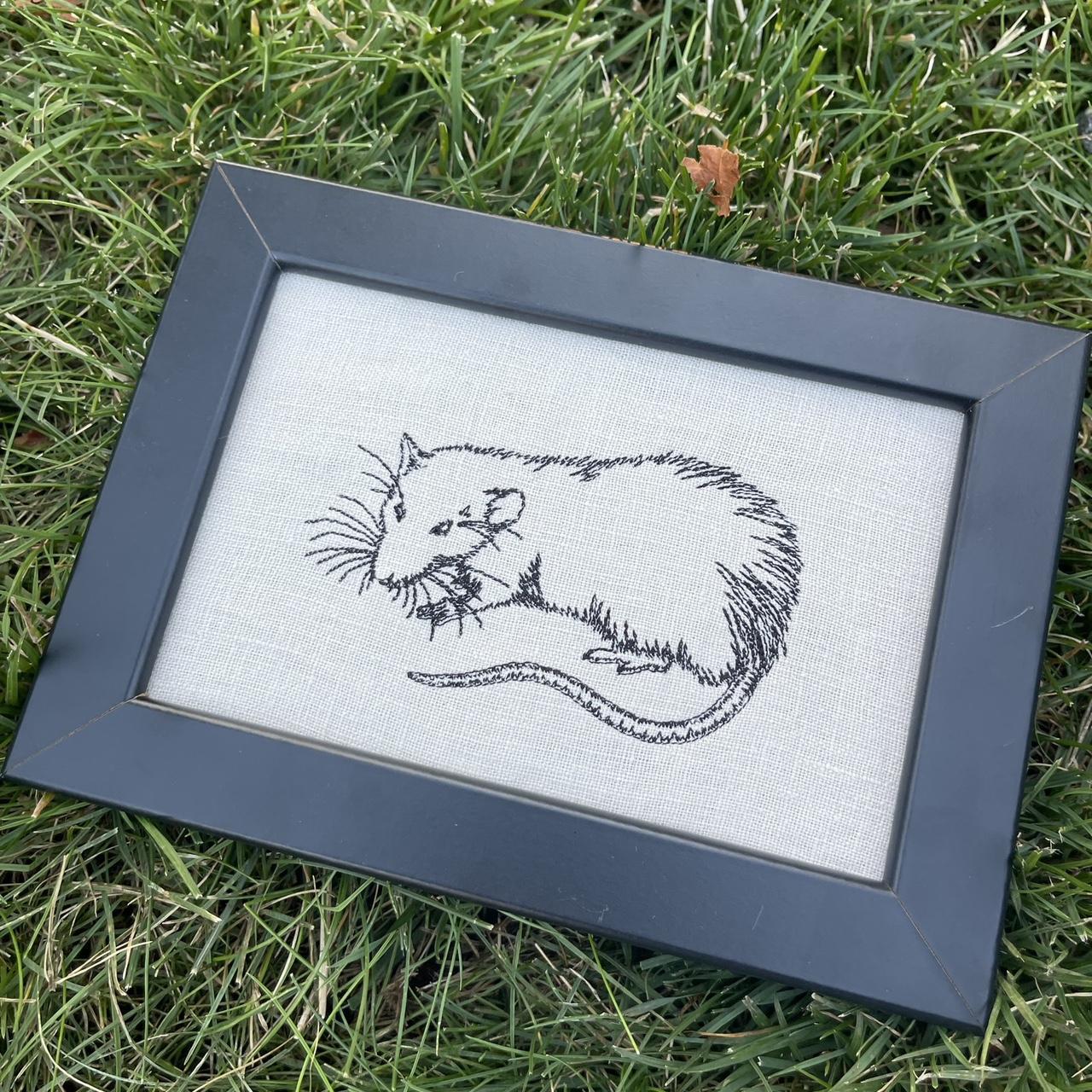 Embroidered Rat on Linen, Framed 🐀 *Read Full... - Depop