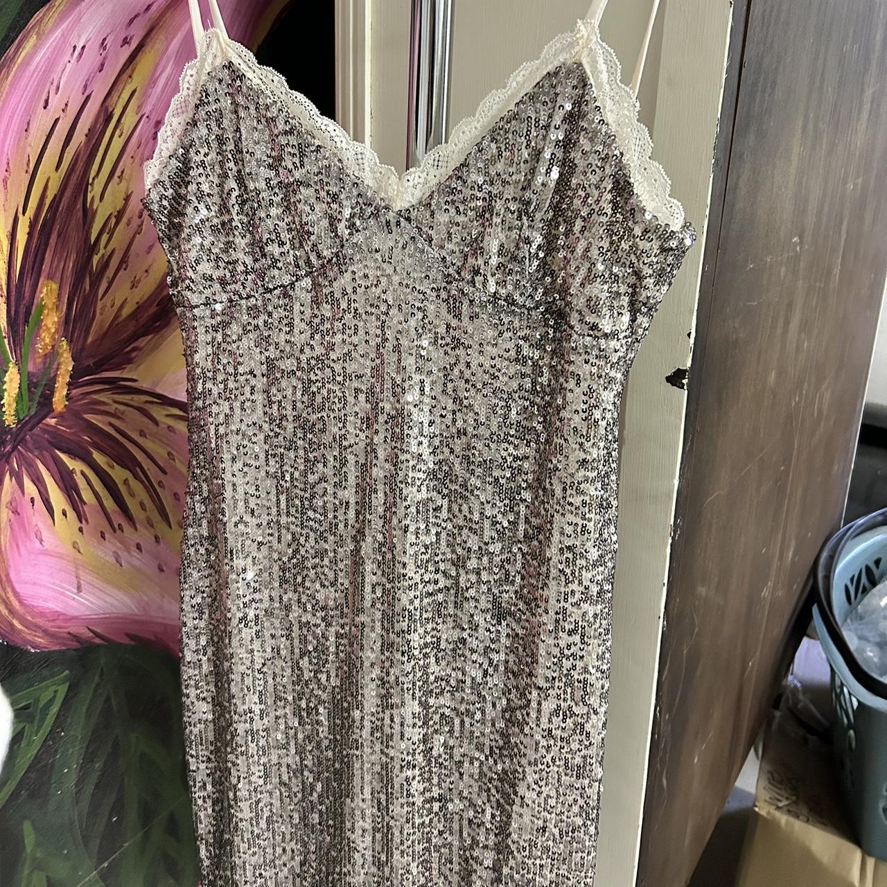 Super cute reflective dress with silver sequins... - Depop