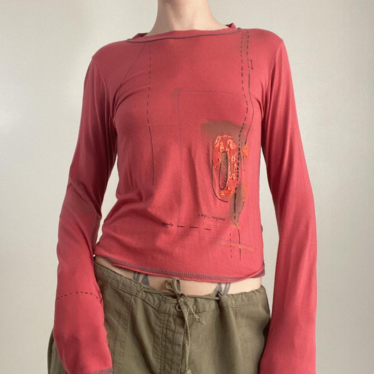 Cop Copine Women's Red and Grey Blouse | Depop