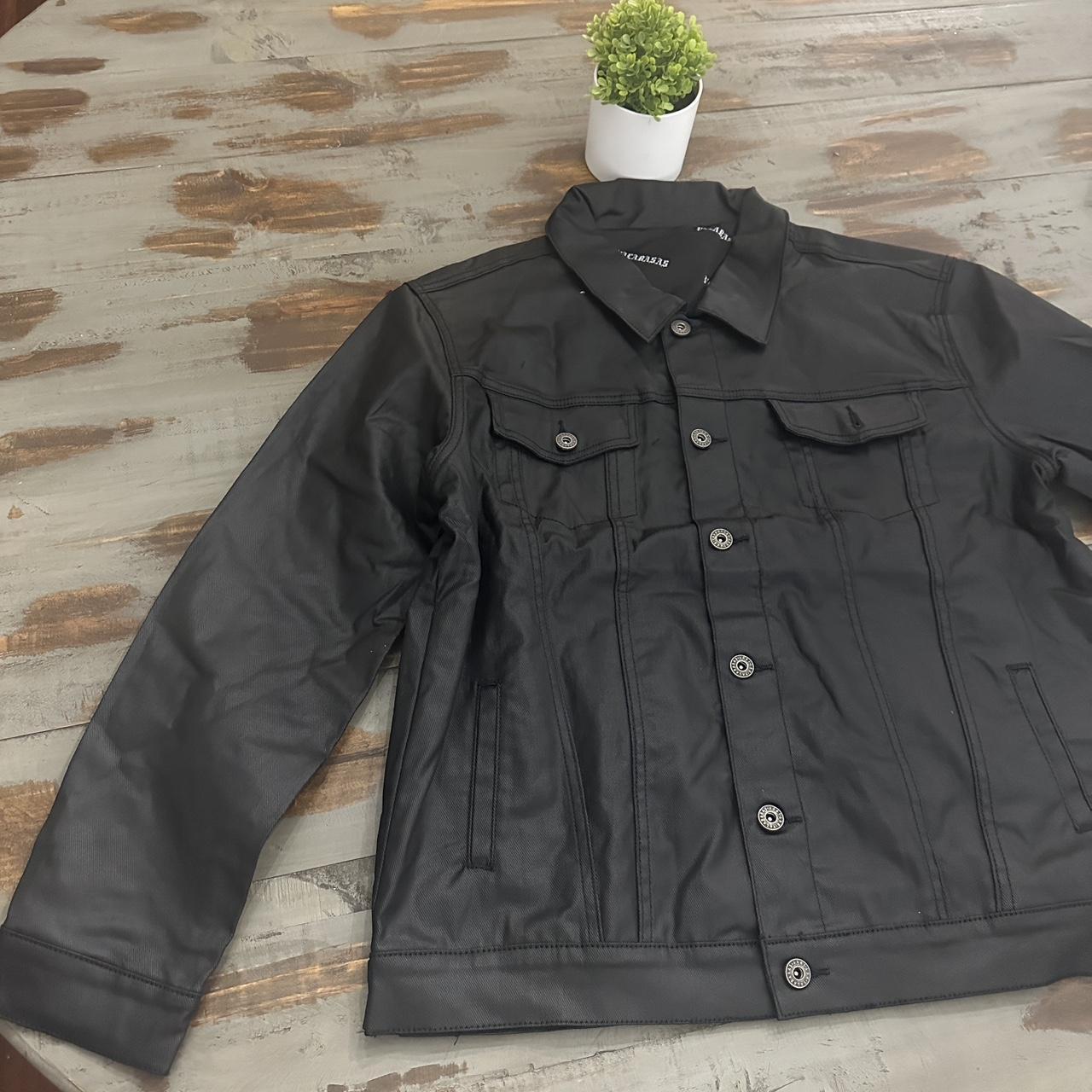 valabassas black wax denim jean jacket, worn... - Depop