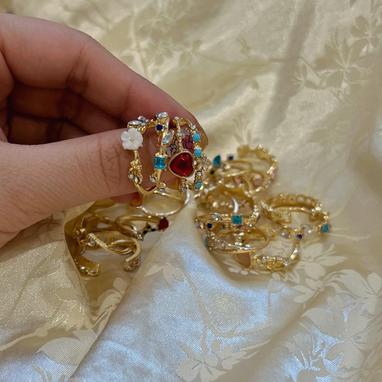 Random y2k gem ring (gold) x 1 （🔴 not eligible for... | Depop