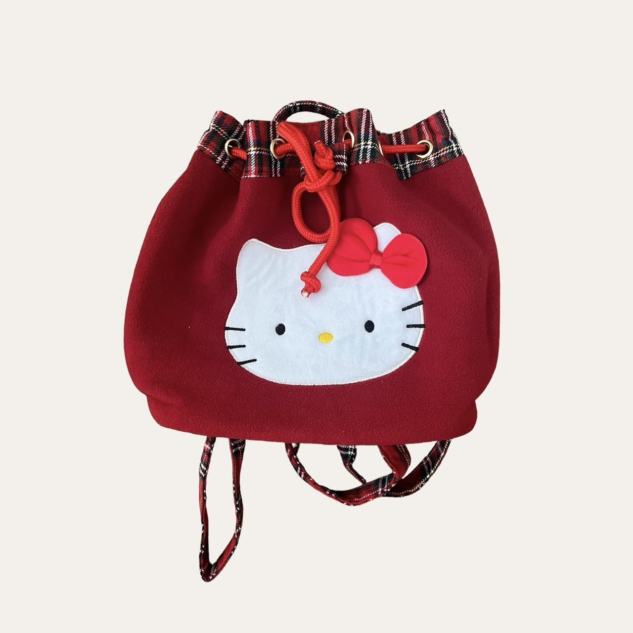 mini hello kitty red tartan check backpack Size:... - Depop