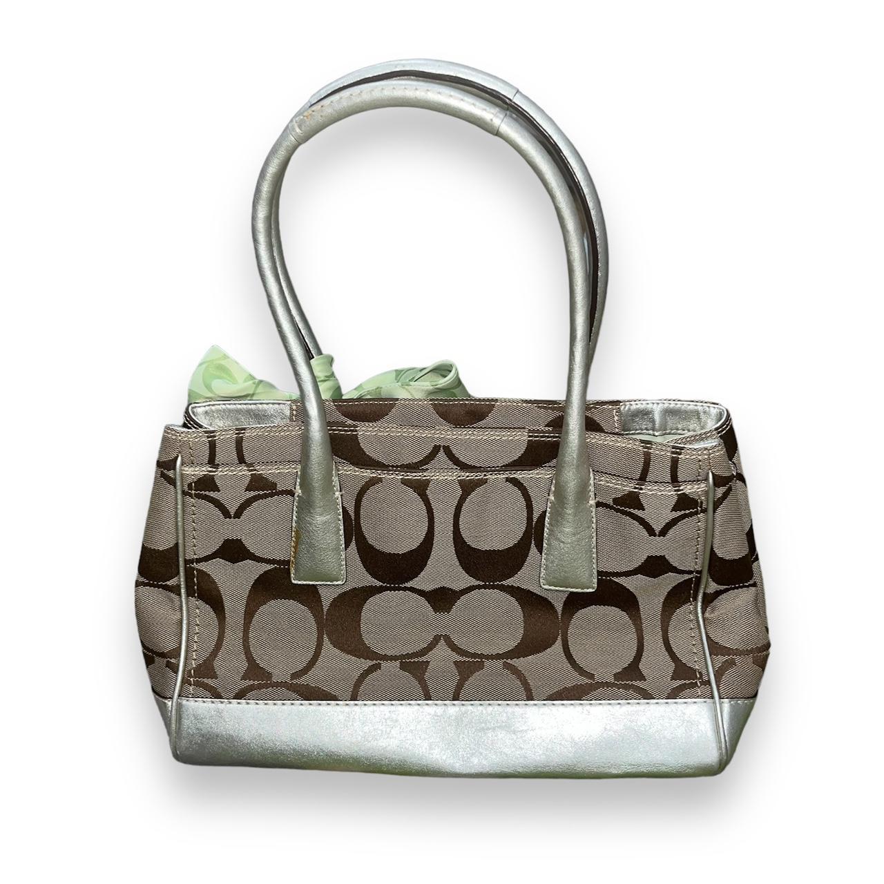 vintage coach logo shoulder bag with lime green... - Depop