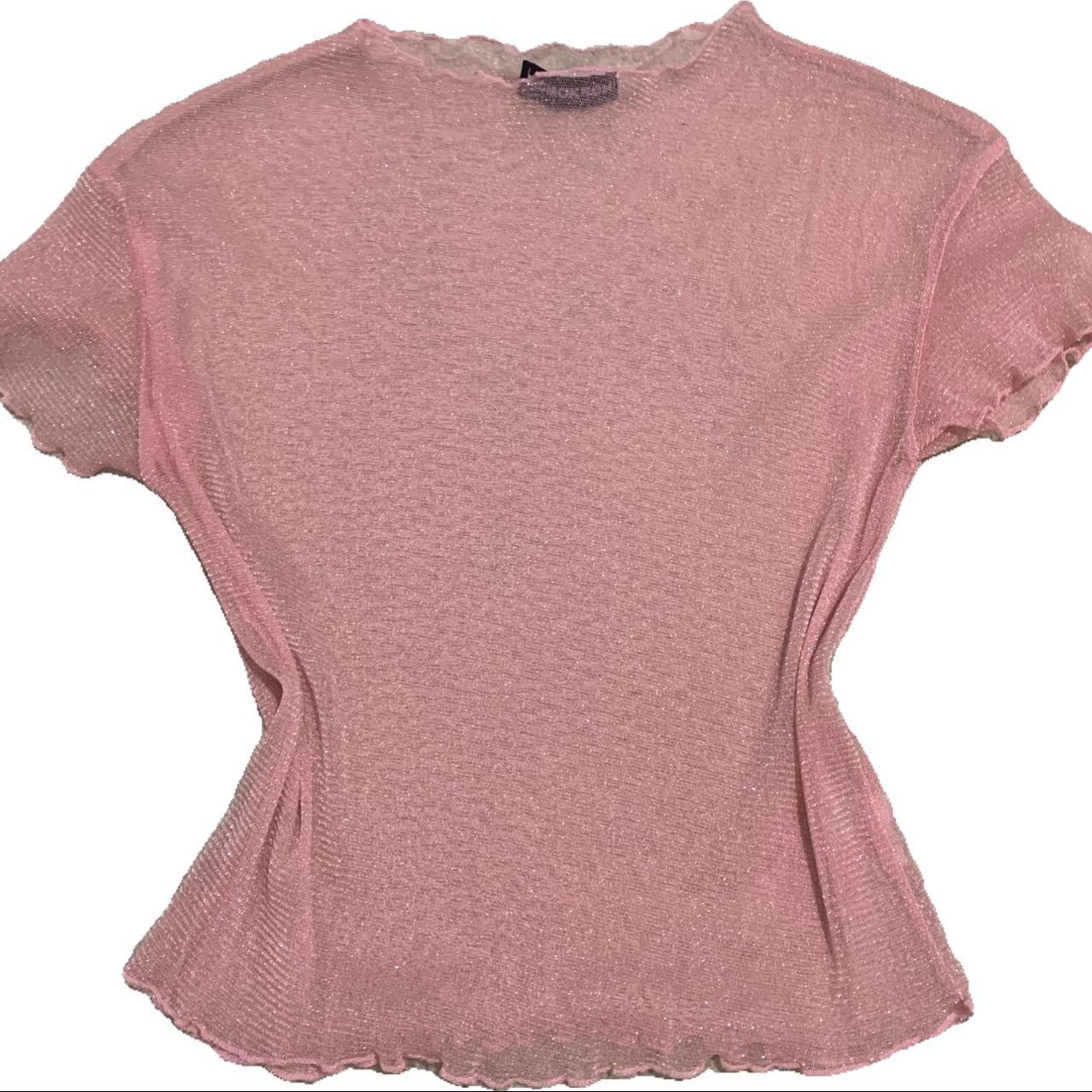 sparkly pink mesh top super sparkly in person, so... - Depop