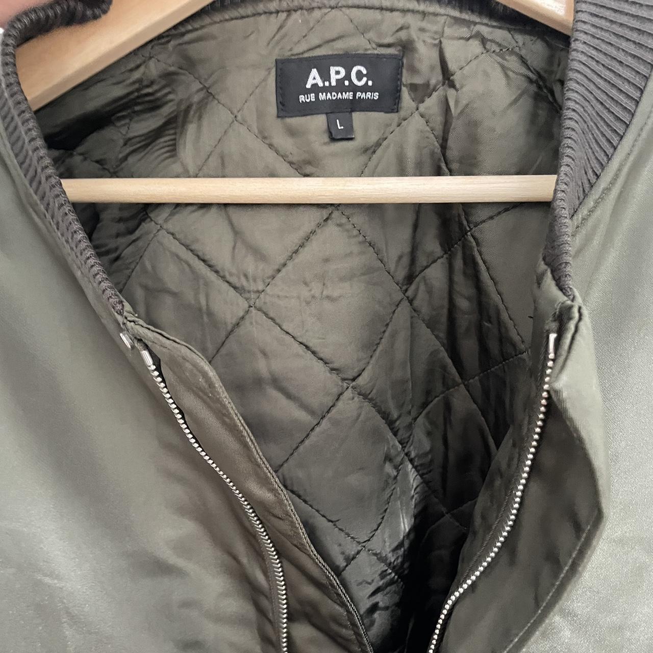 A.P.C. Men’s bomber jacket in khaki green - large,... - Depop