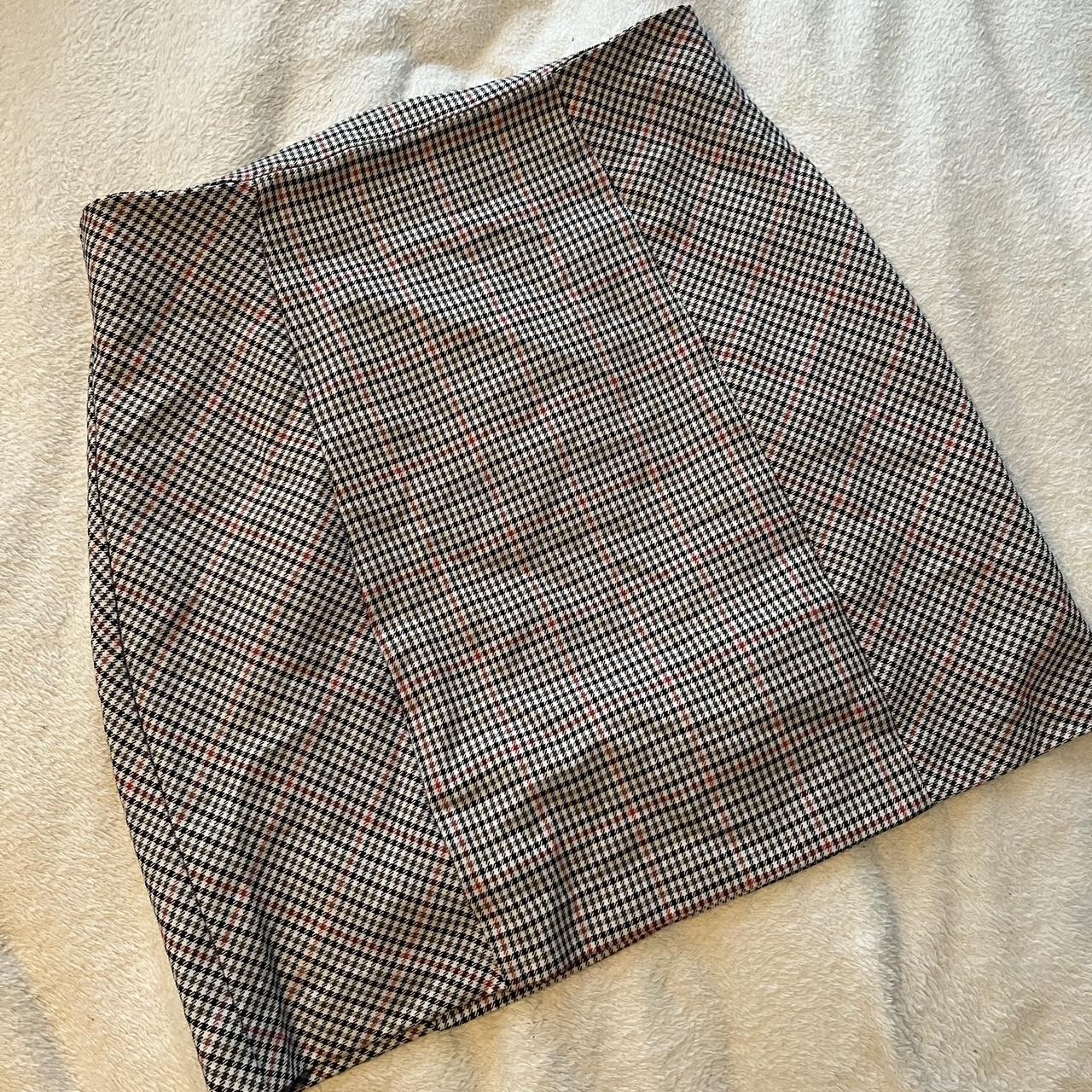 NEW LOOK A-line cheque mini skirt- size 10 #skirt... - Depop