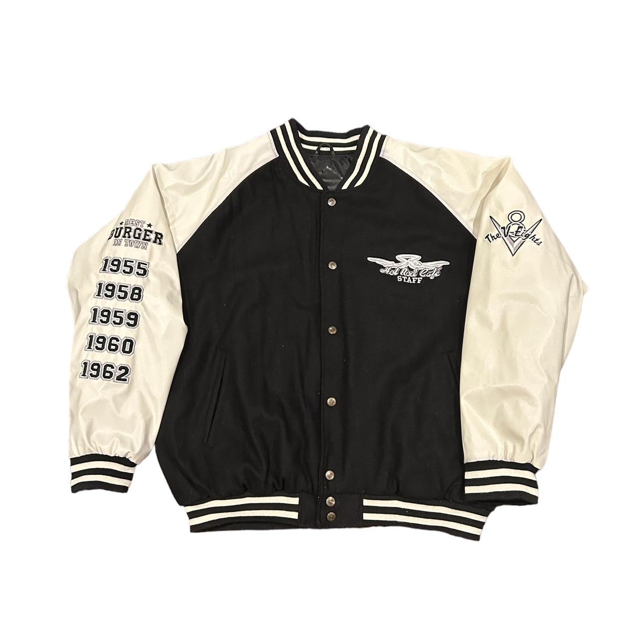 Vintage 90s Steve and Barry’s Hot Rod Cafe Letterman... - Depop