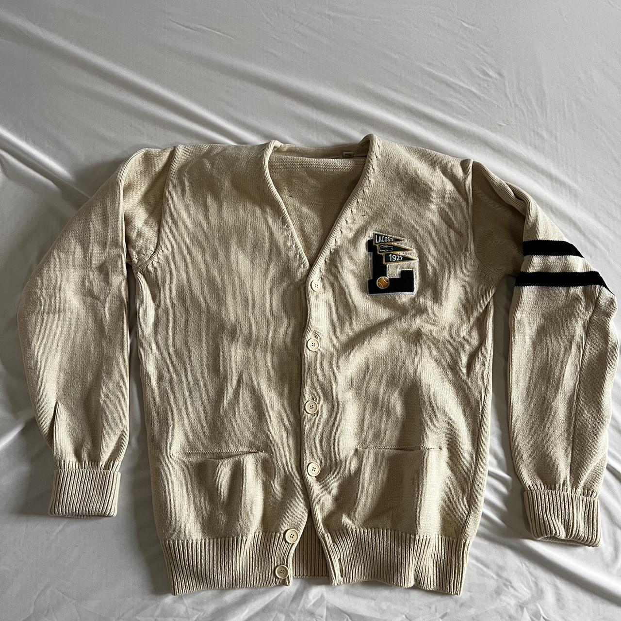Lacoste Cream Vintage-style Cardigan Men’s... | Depop