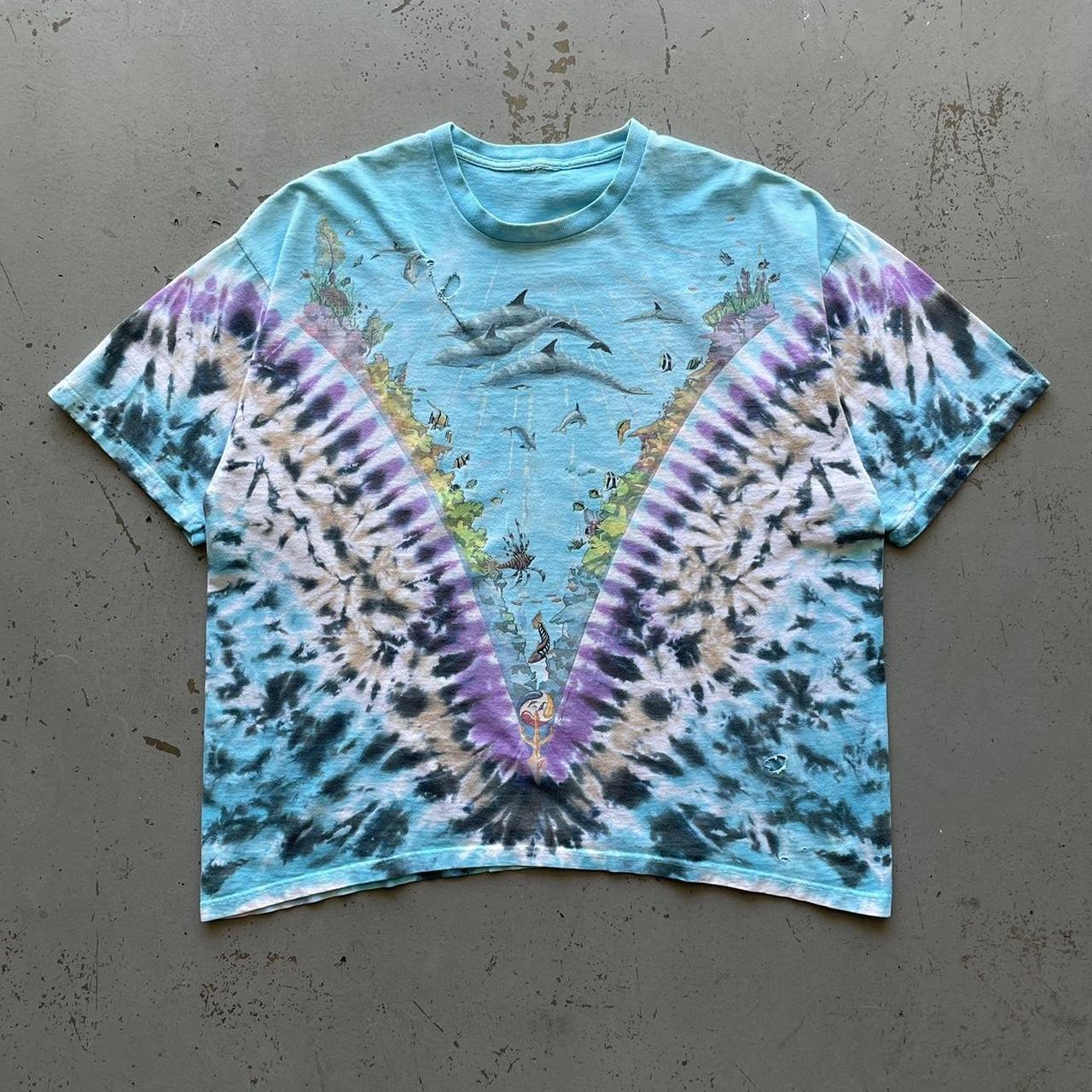 VINTAGE 1990’S LIQUID BLUE AOP ALL OVER PRINT... - Depop