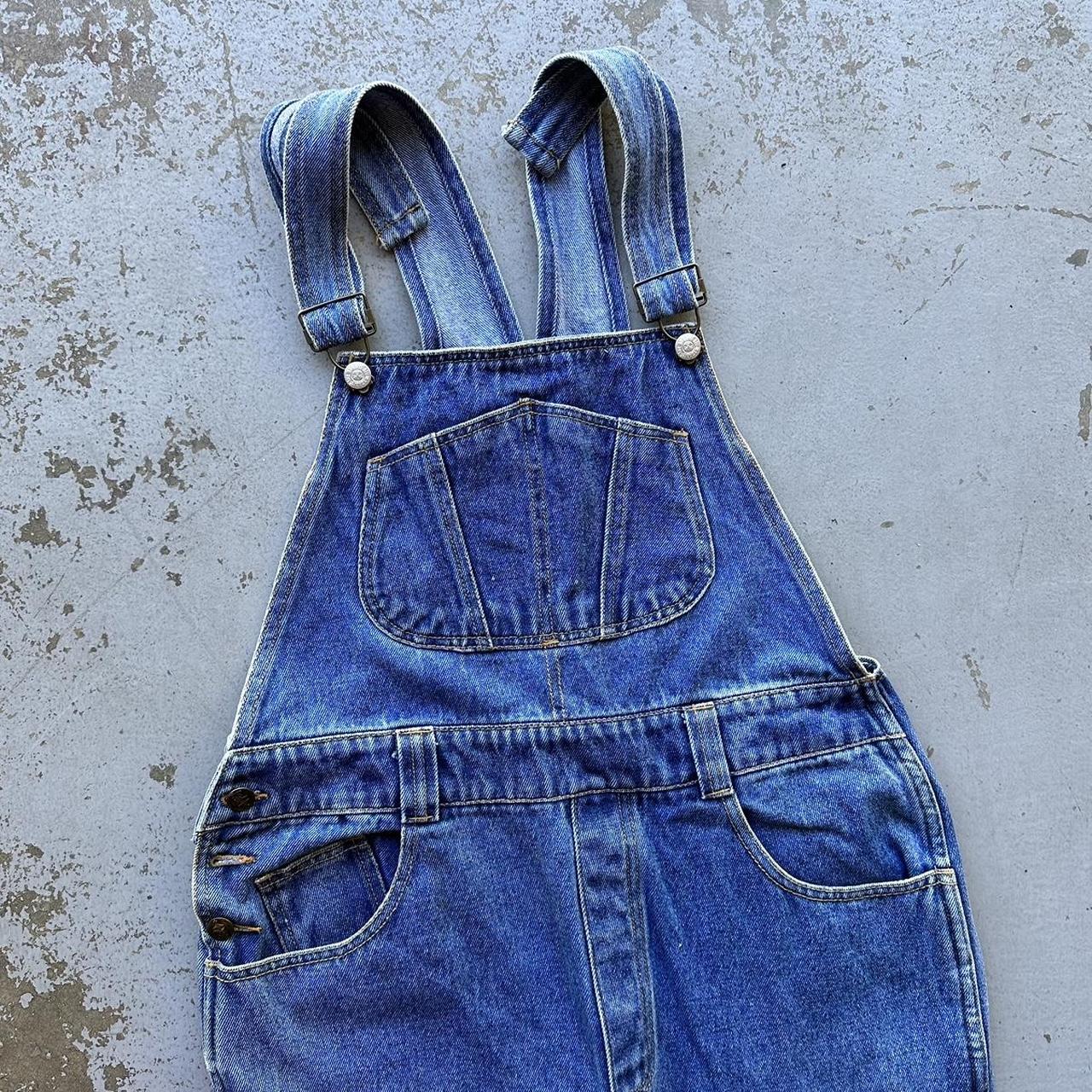 FADED LIGHT WASH BLUE DENIM CARGO CARPENTER OVERALLS... - Depop