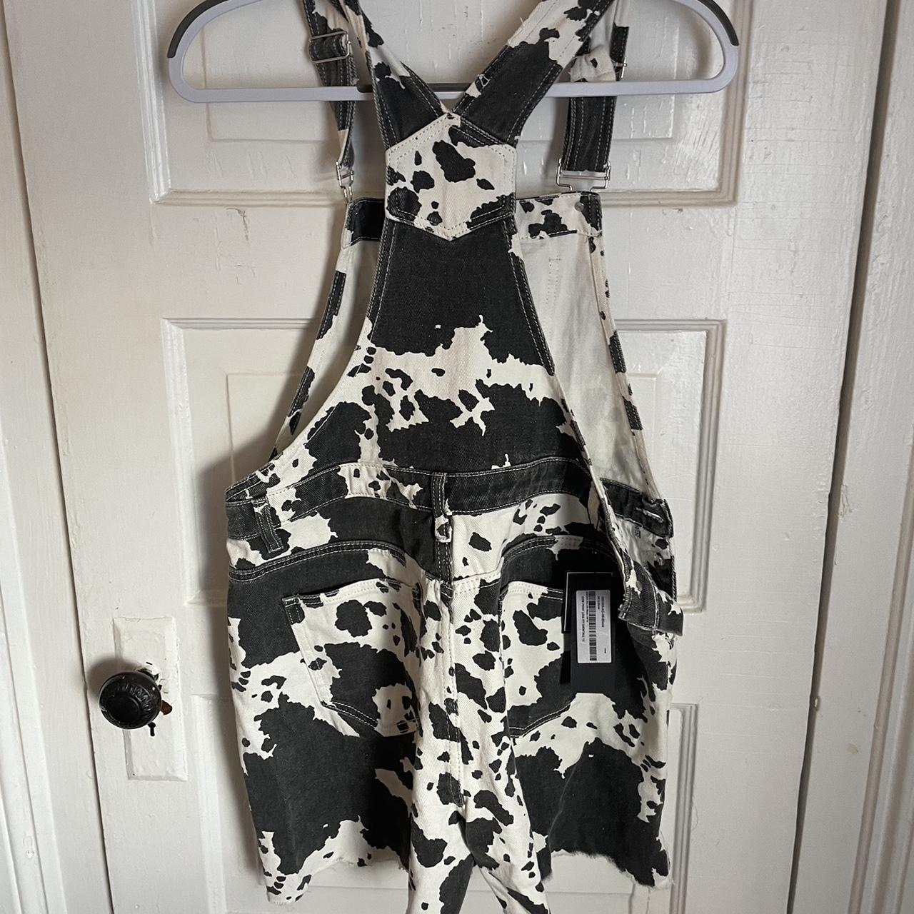 large cow print overalls (tags still on) - Depop