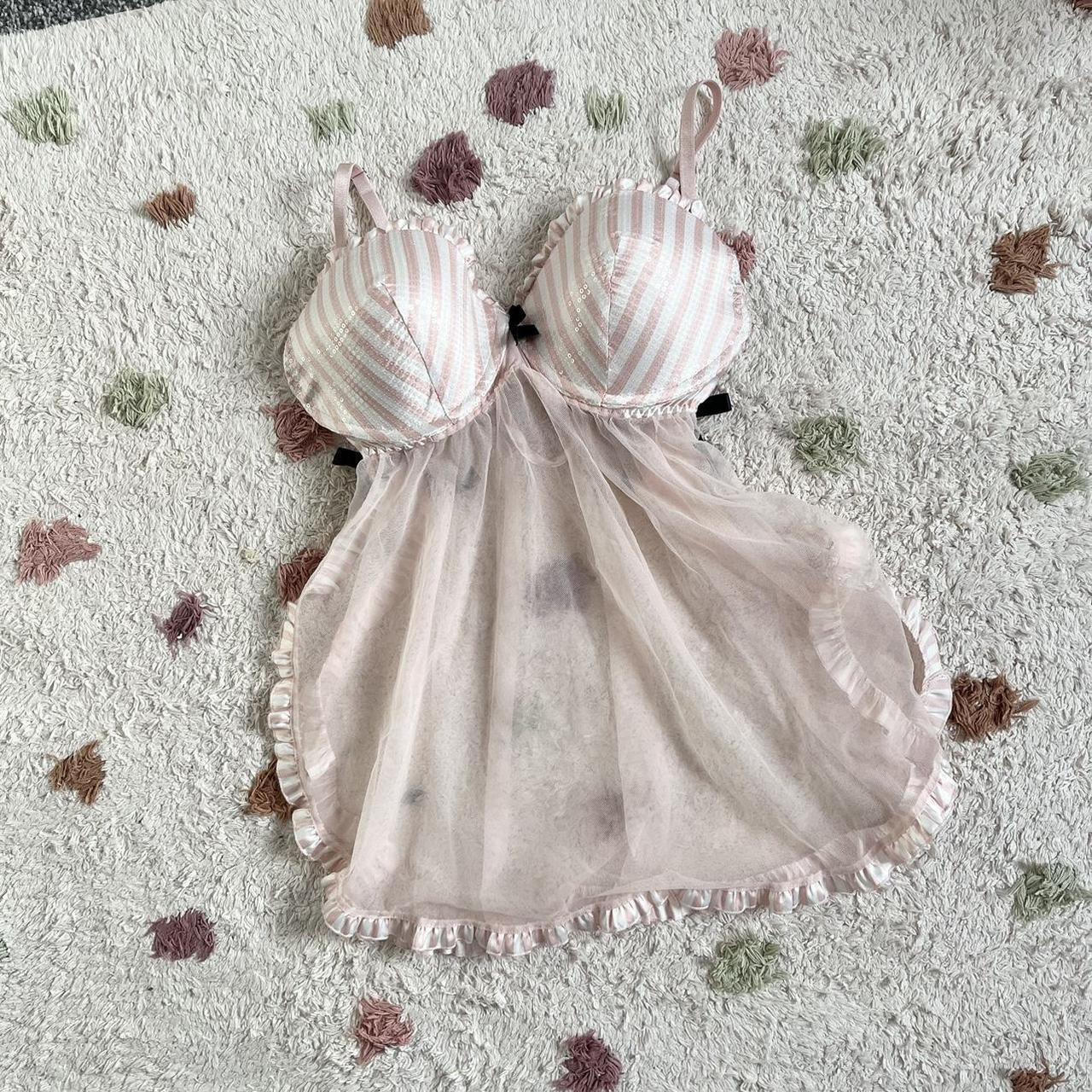 victoria’s secret babydoll / basque sequin cups... - Depop
