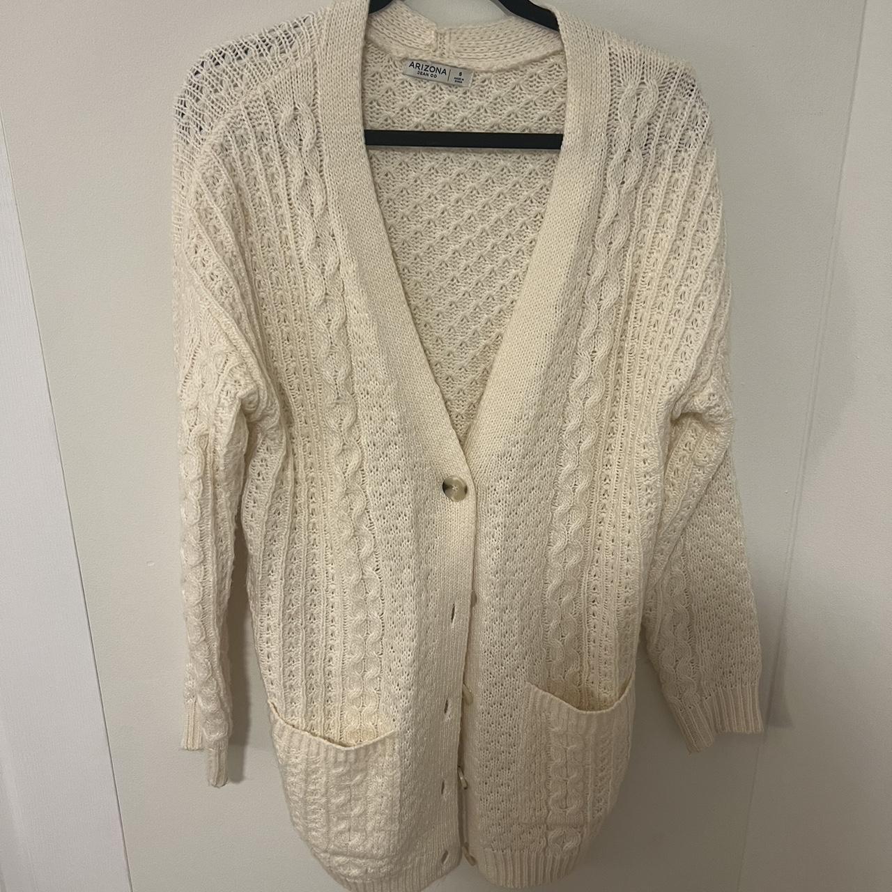 chunky cream cardigan with brown buttons. Perfect... - Depop