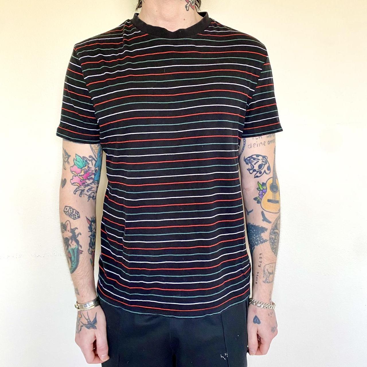 Striped grunge tee size M - Depop