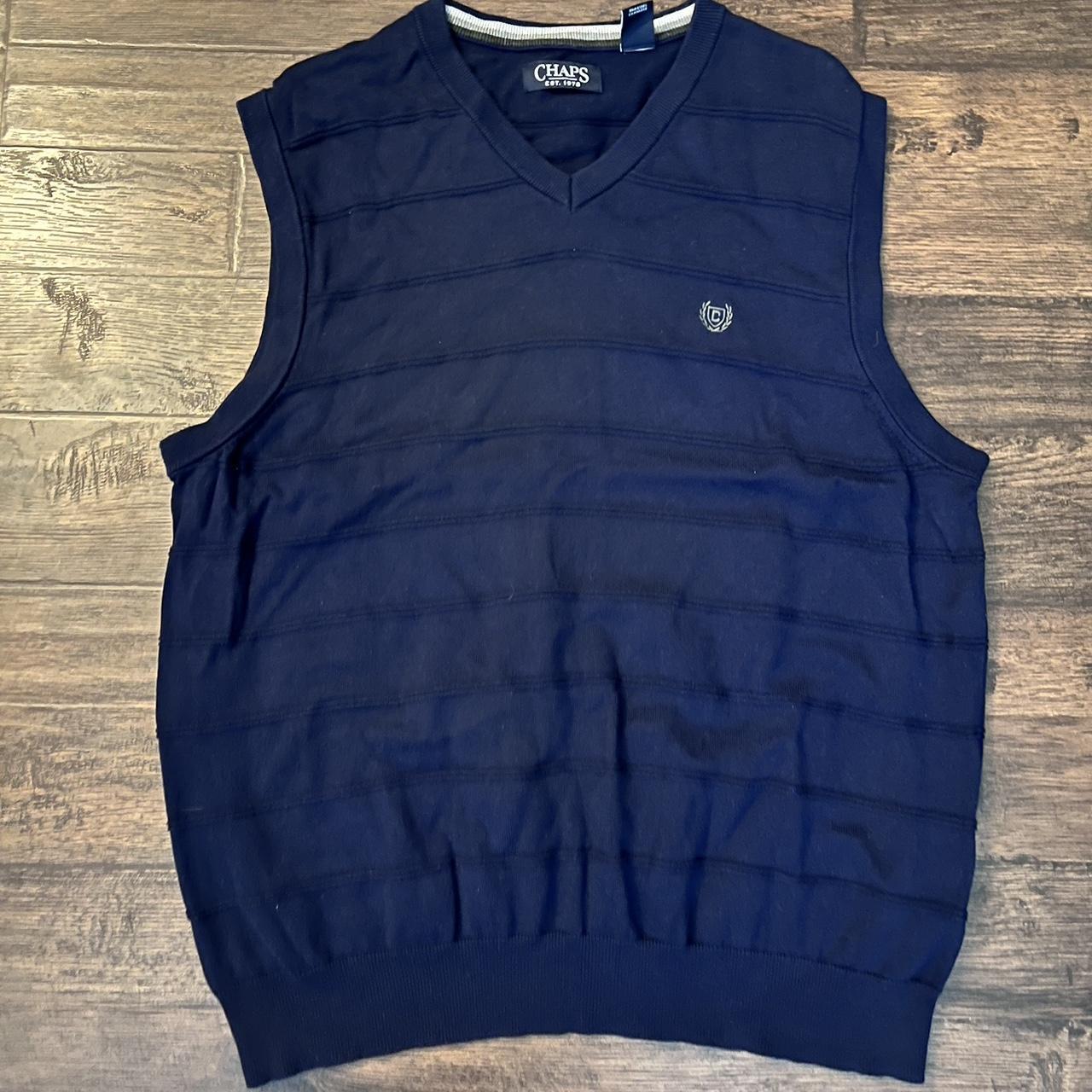 Classic Navy Blue Chaps Vest - Depop