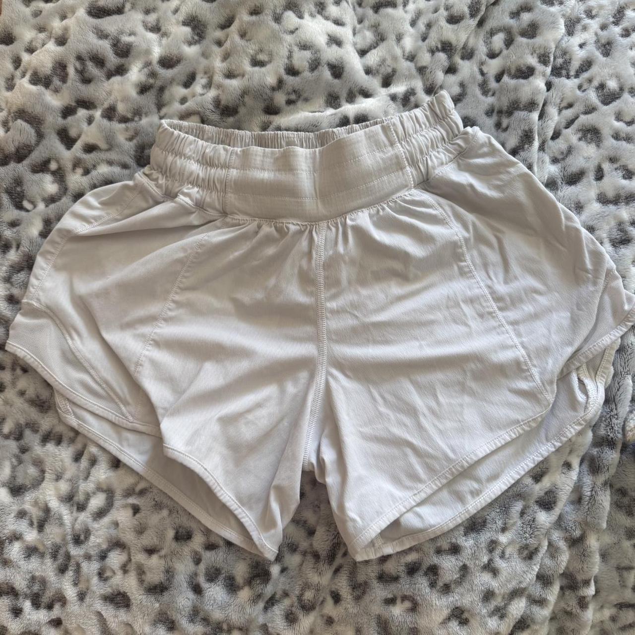 Lululemon white speed up shorts 4” inseam Size 2,... | Depop
