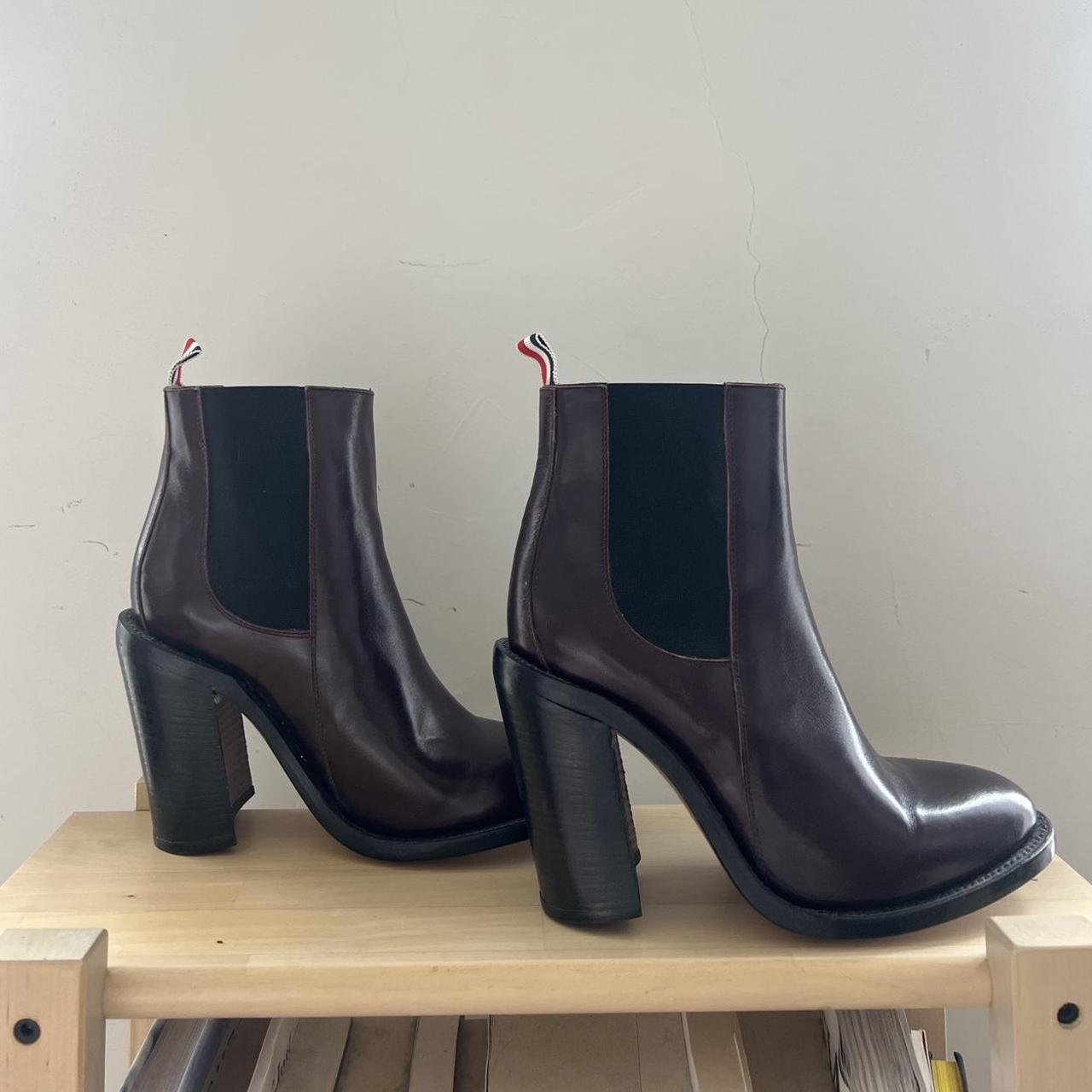 Thom Browne Chelsea heel box calf in burgundy. Size... - Depop