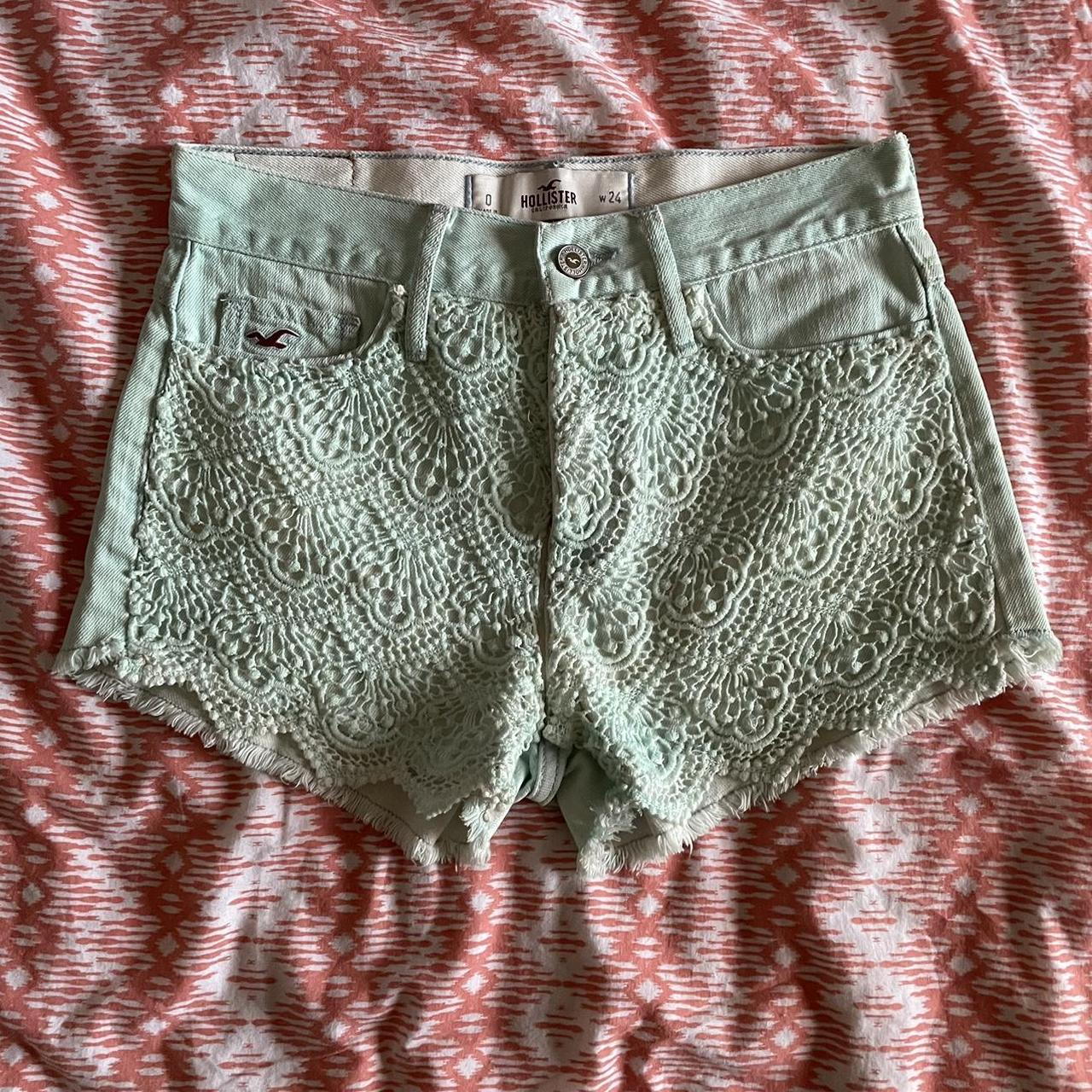 Turquoise denim shorts from Hollister, worn maybe... - Depop