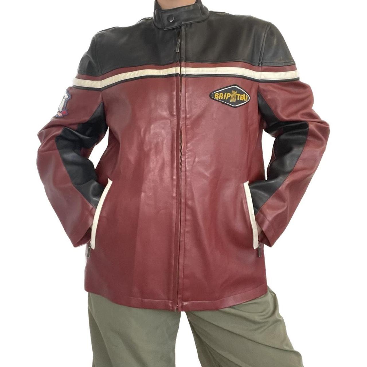 Vintage Y2K Biker/Racing Jacket, with badge... - Depop